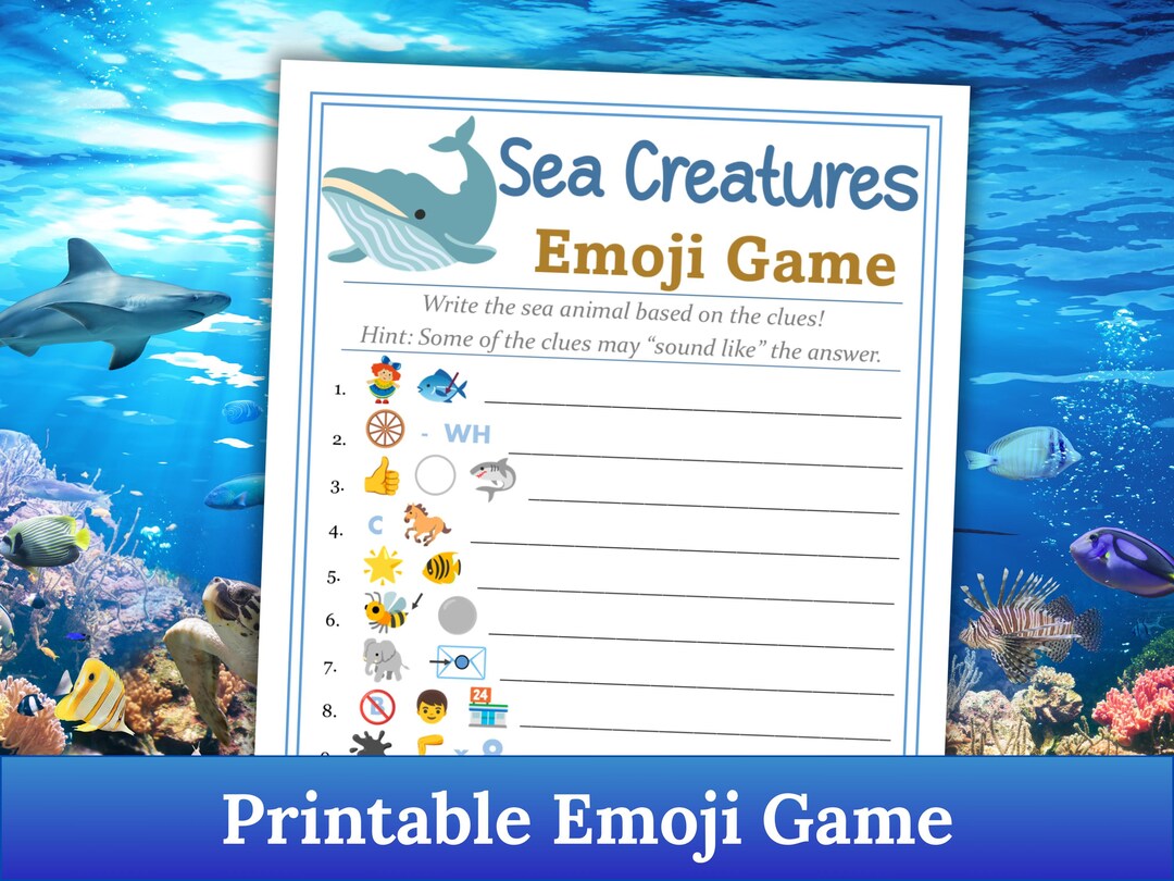 Sea Creatures Emoji Game - Fun Printable Summer Activity - Etsy