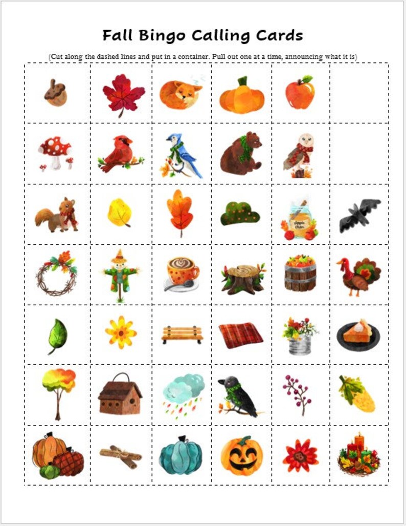 Fall Bingo 30 Printable Autumn Party Bingo Cards Great for - Etsy