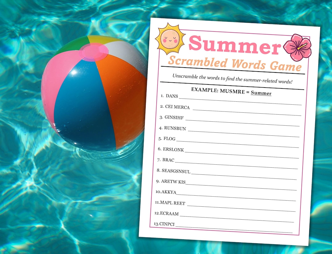 Summer Scrambled Words - Printable Summer Game - Etsy