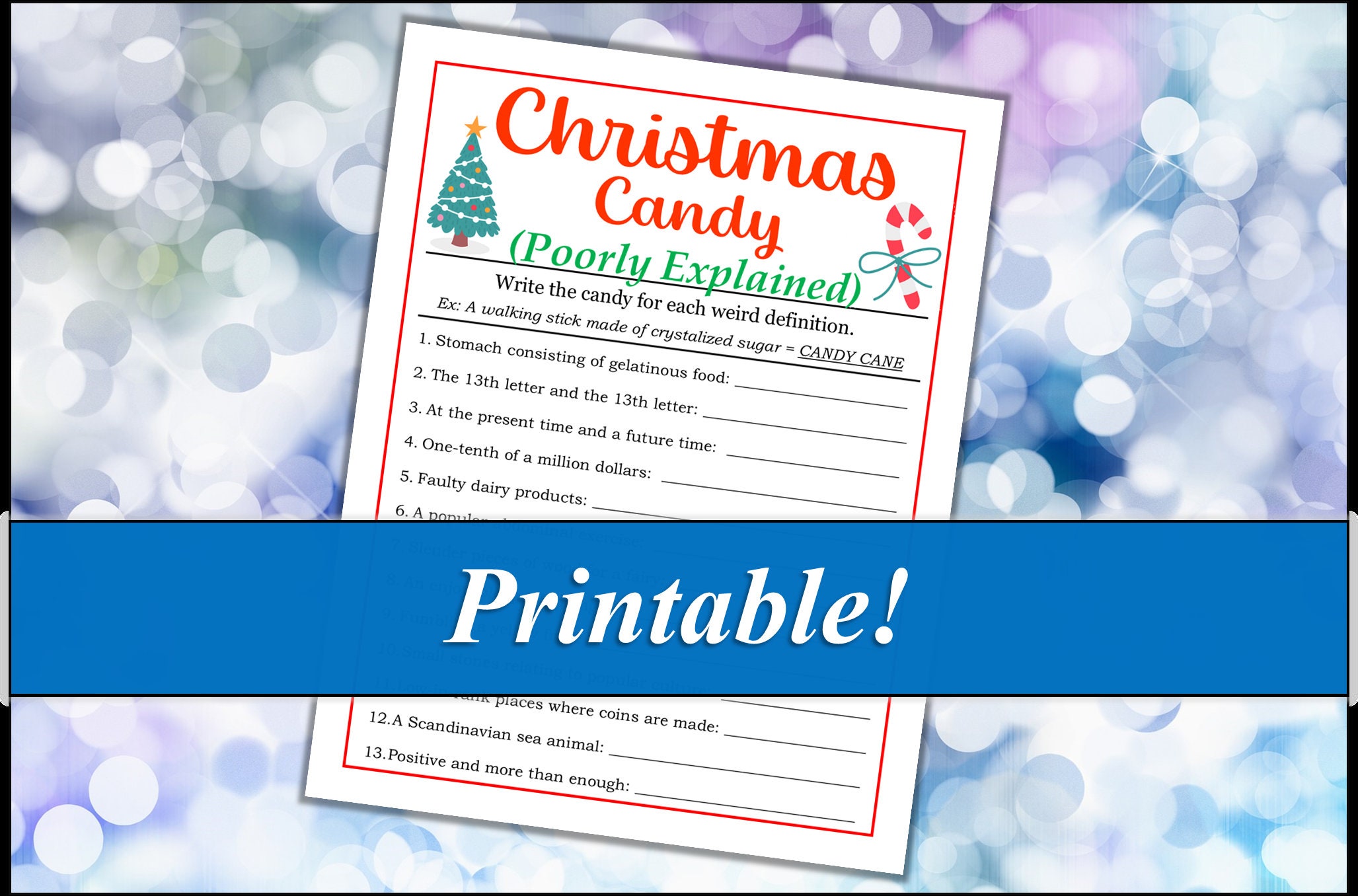 Printable Christmas Word Game - Poorly Explained Christmas Candy - Fun ...