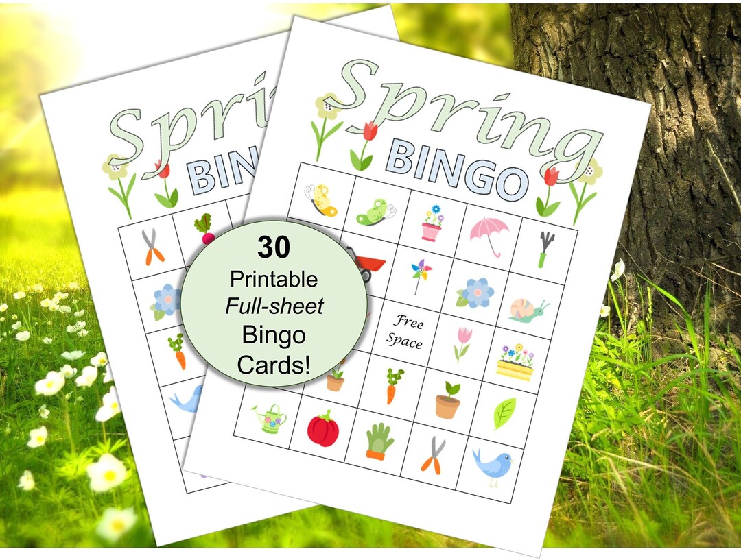 Spring Bingo - 30 Unique Spring Time Bingo Cards - Etsy