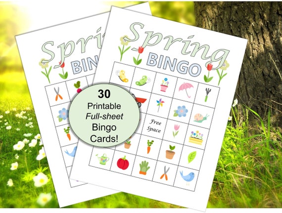Spring Bingo 30 Unique Spring Time Bingo Cards - Etsy