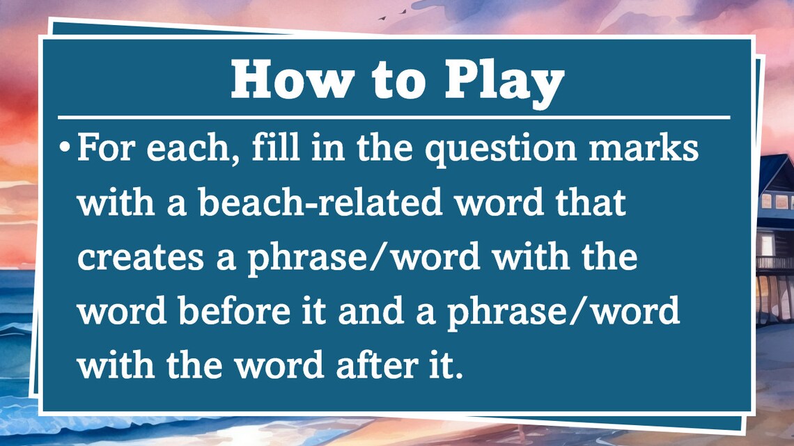Beach Game: Missing Link Powerpoint Brain Teaser (digital Download) - Etsy