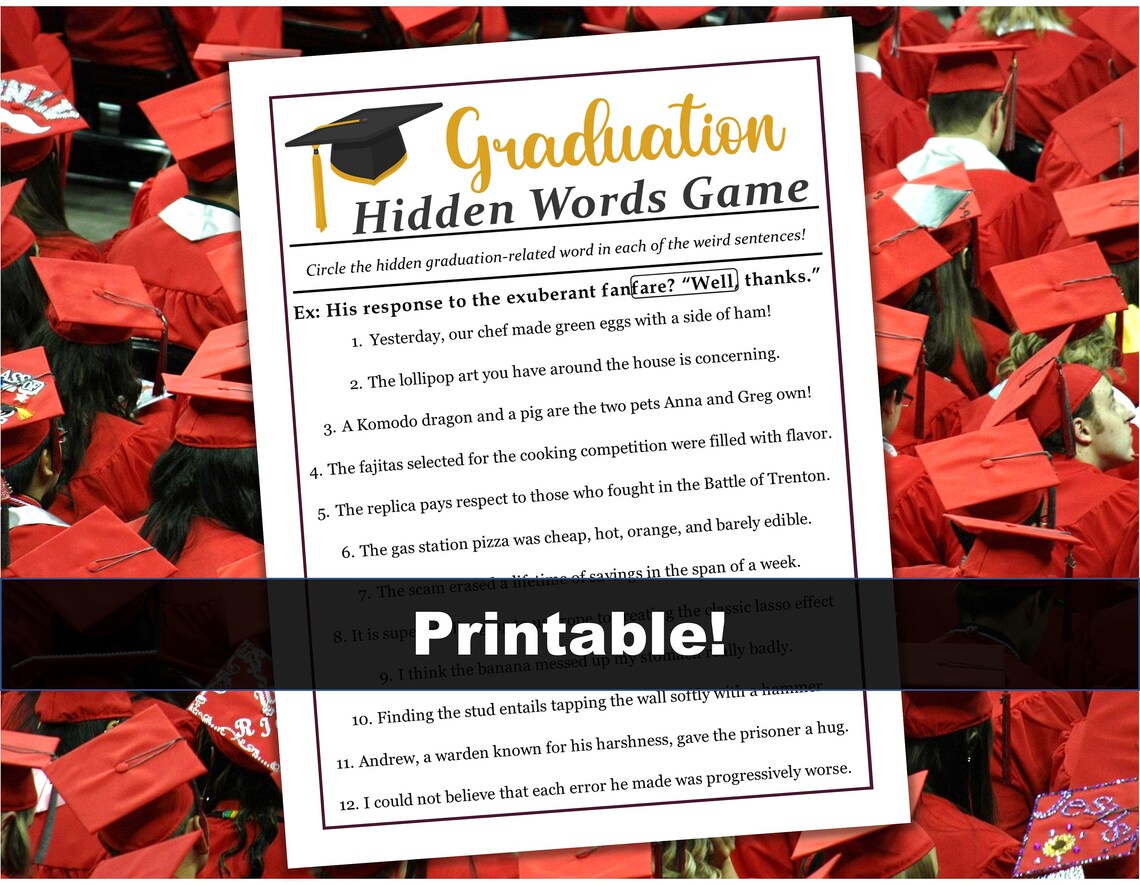 Printable Graduation Game Hidden Words Game Printable - Etsy
