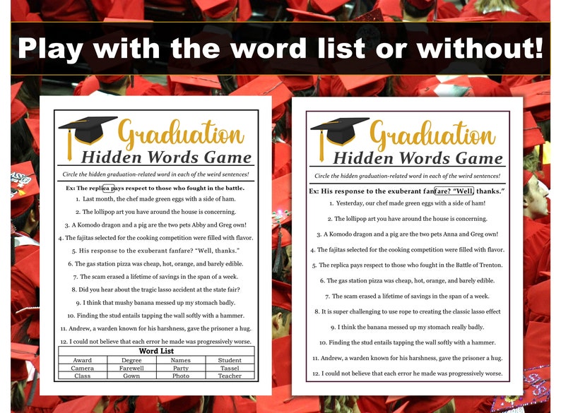 Printable Graduation Game Hidden Words Game Printable - Etsy
