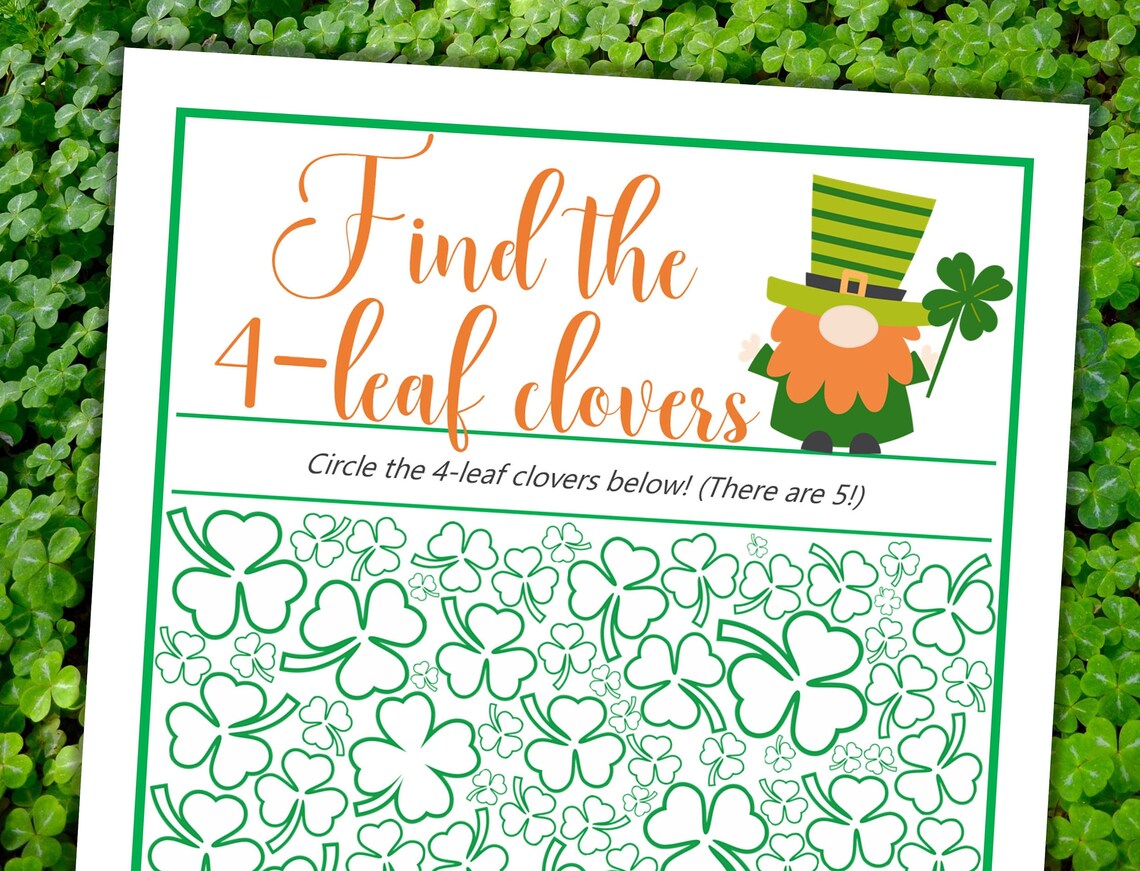 St. Patrick's Day Game: Find the Clovers Printable (PDF) - Etsy