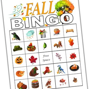 Fall Bingo - 30 Printable Autumn Party Bingo Cards - Great for Adults ...