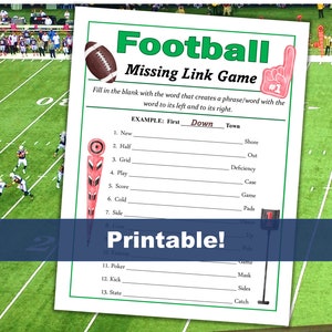 Printable Football Party Game: Missing Link - Etsy