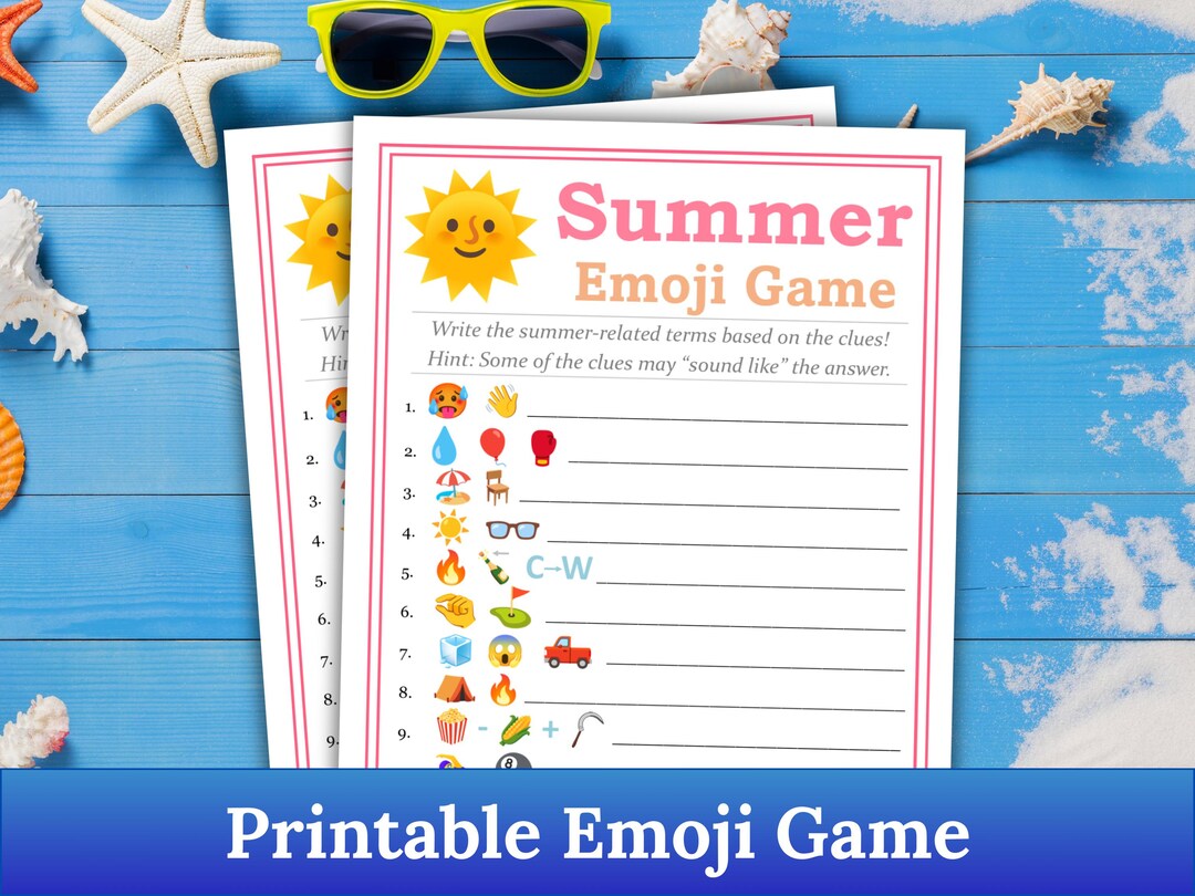 Summer Emoji Game - Fun Printable Summer Activity - Etsy