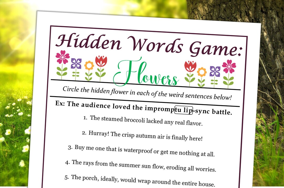 Flowers Hidden Words Game Fun Printable Activity for Spring - Etsy