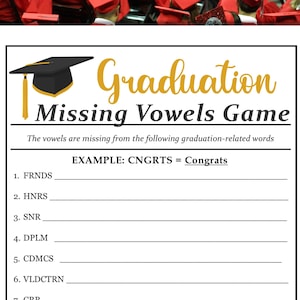 Graduation Missing Vowels Printable Graduation Game - Printable ...