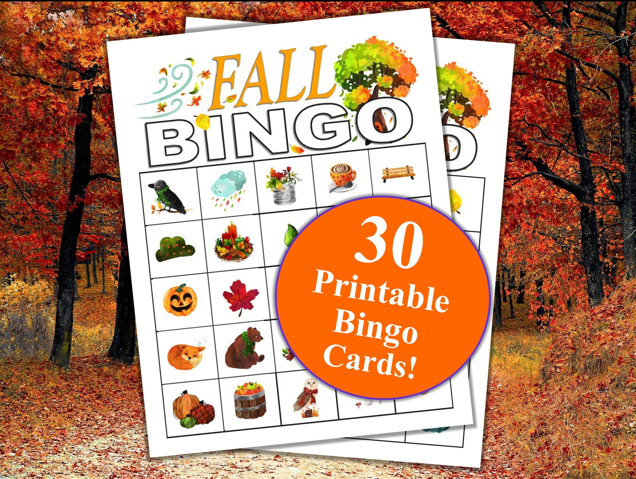 Fall Bingo 30 Printable Autumn Party Bingo Cards Great for - Etsy