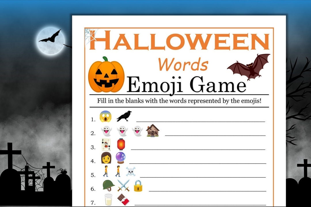 Halloween Emoji Game: Words Printable Fun Halloween Party - Etsy