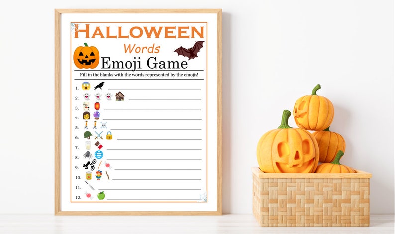 Halloween Emoji Game: Words - Printable Fun Halloween Party Activity - Etsy