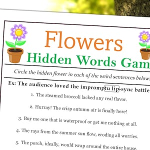 Flowers Hidden Words Game - Fun Printable Activity for Spring - Etsy