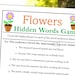 Flowers Hidden Words Game - Fun Printable Activity for Spring - Etsy