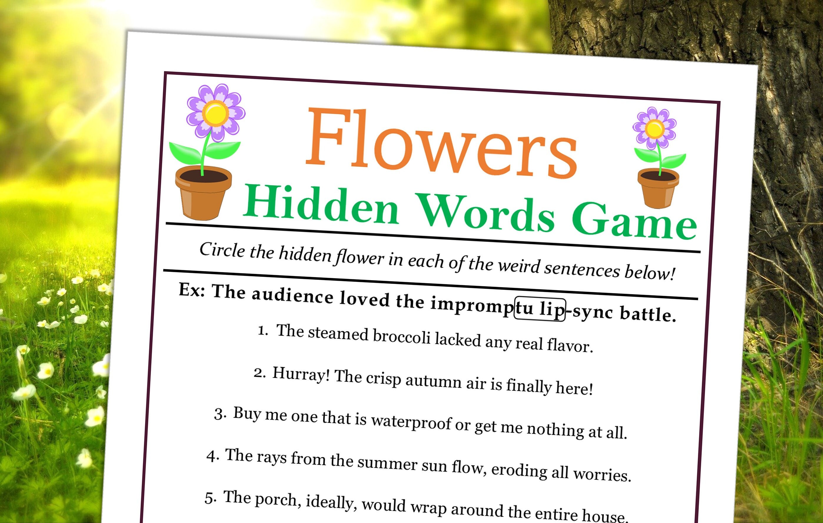 Flowers Hidden Words Game - Fun Printable Activity for Spring - Etsy