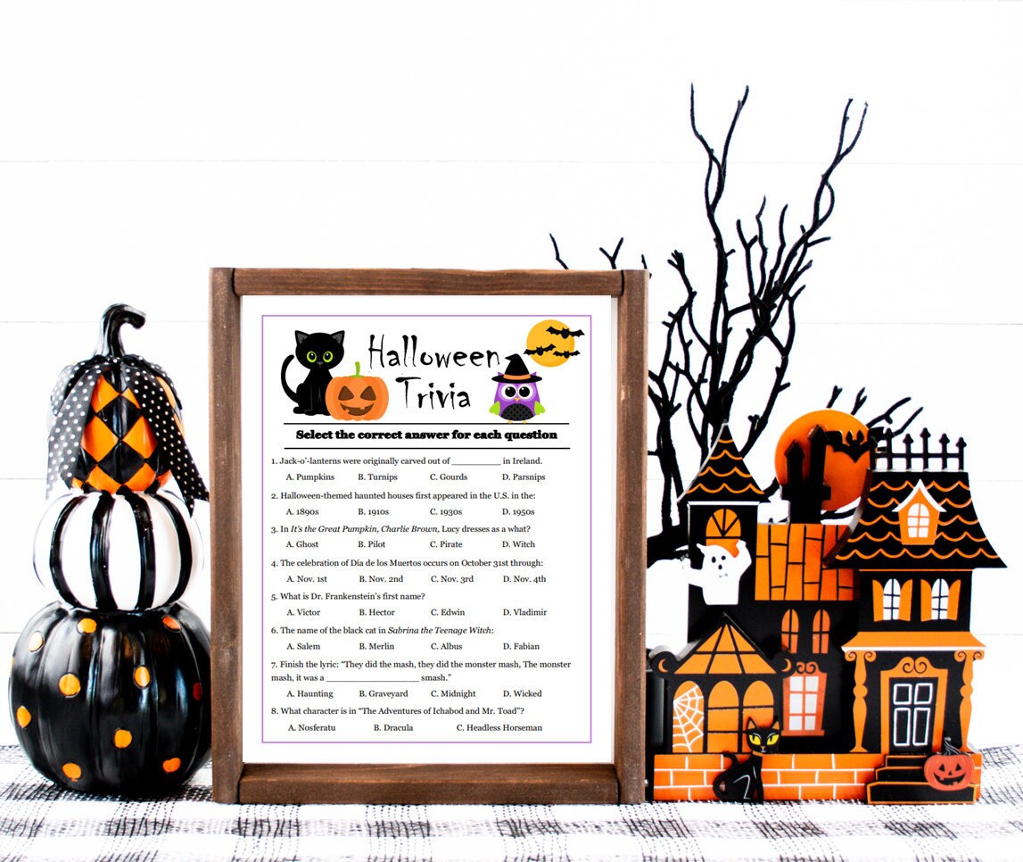 Halloween Trivia Printable Halloween Game Multiple Choice With Answers ...