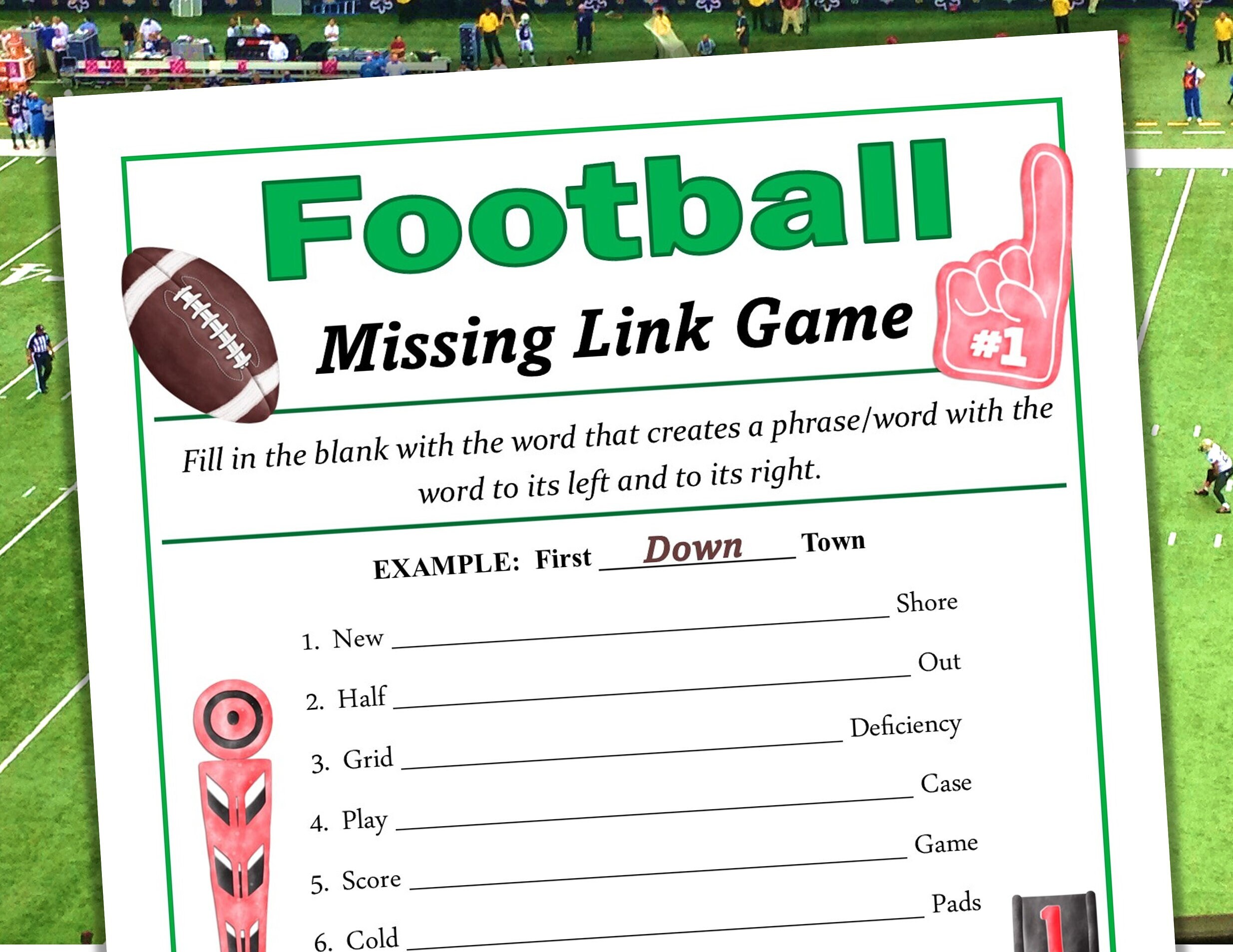 Printable Football Party Game: Missing Link - Etsy
