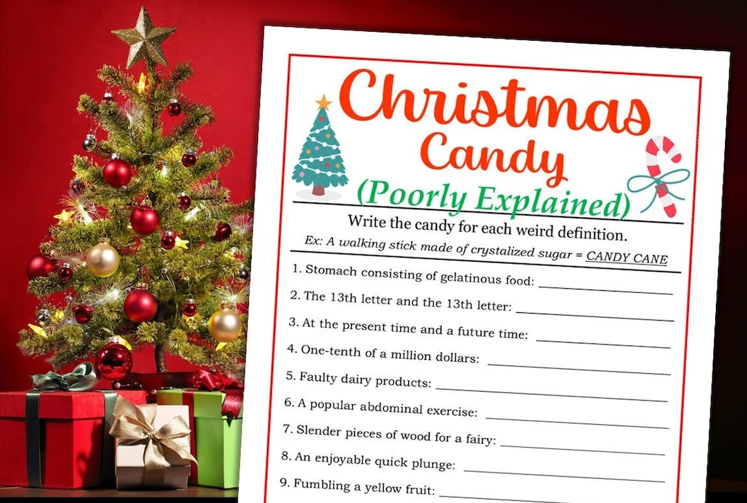 Printable Christmas Word Game - Poorly Explained Christmas Candy - Fun ...