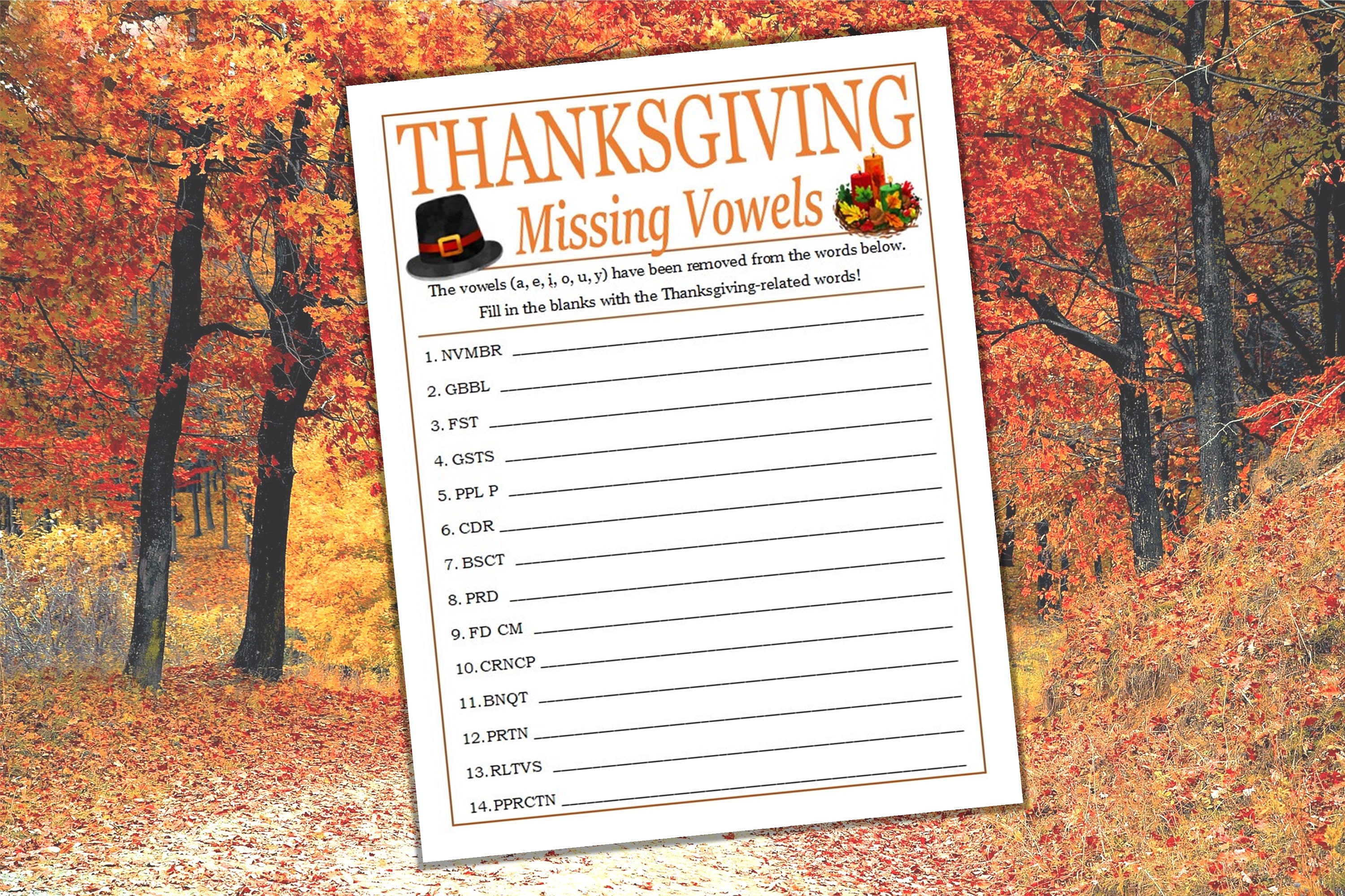 Thanksgiving Games Bundle: Trivia, Emoji, Missing Vowels (PDF Download ...