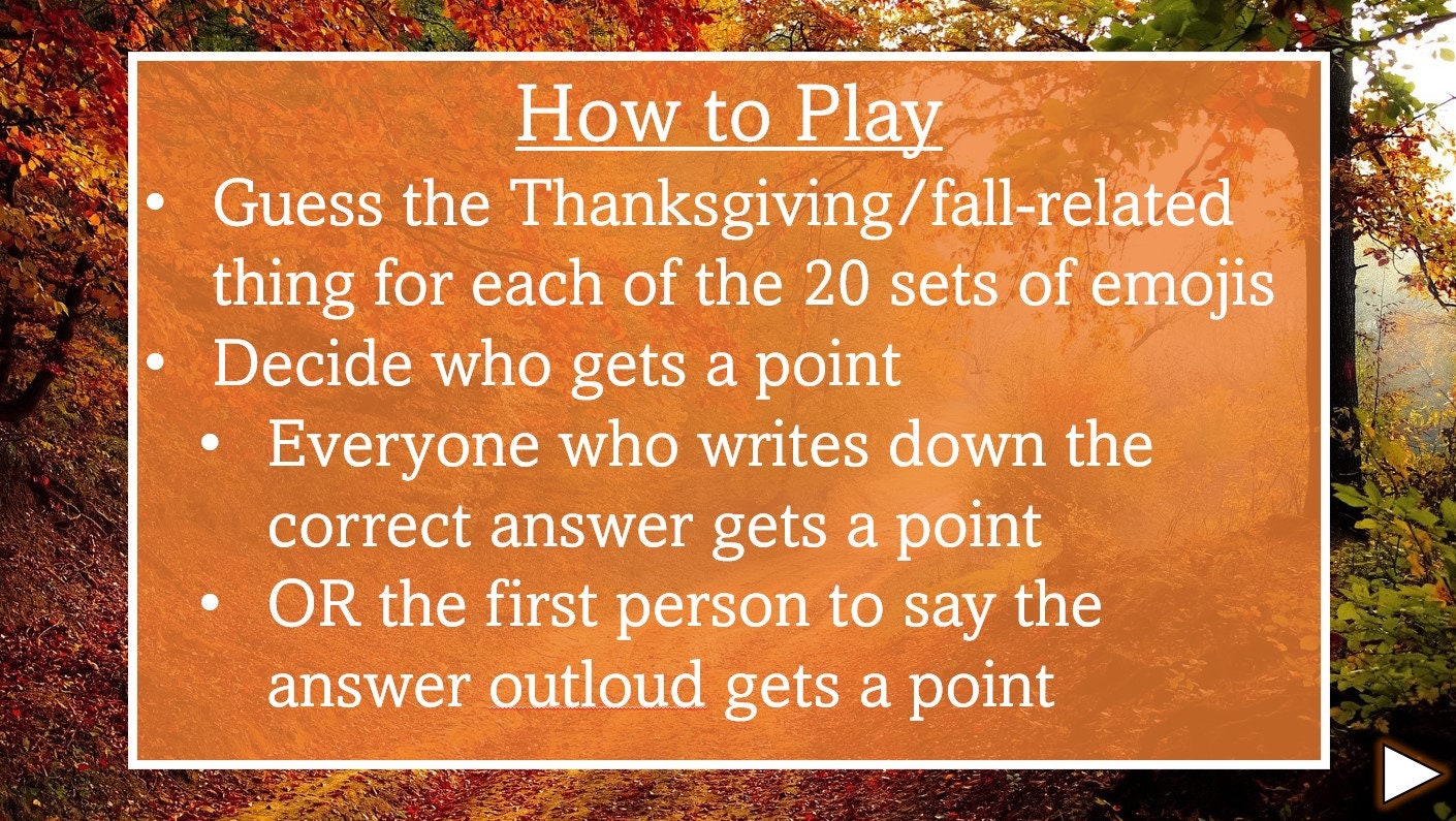 Thanksgiving Powerpoint Game: Emojis Game - Fun for Family and Friends ...