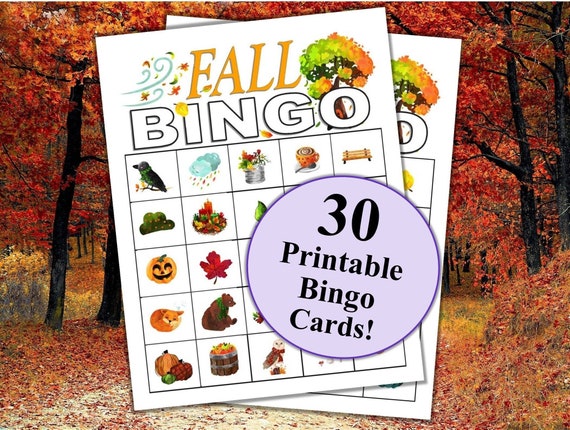 Fall Bingo 30 Printable Autumn Party Bingo Cards Great for - Etsy