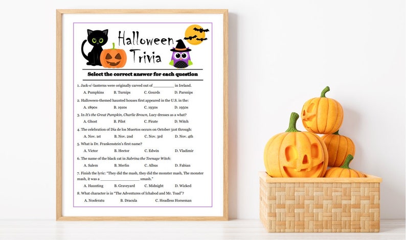 Halloween Trivia - Printable Halloween Game - Multiple Choice With ...