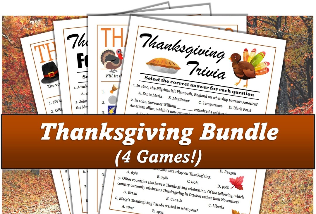 Thanksgiving Games Bundle: Trivia, Emoji, Missing Vowels (PDF Download ...