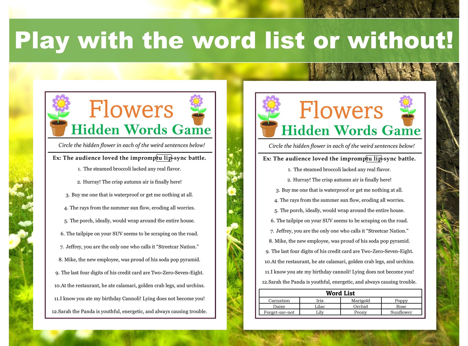 Flowers Hidden Words Game - Fun Printable Activity for Spring - Etsy