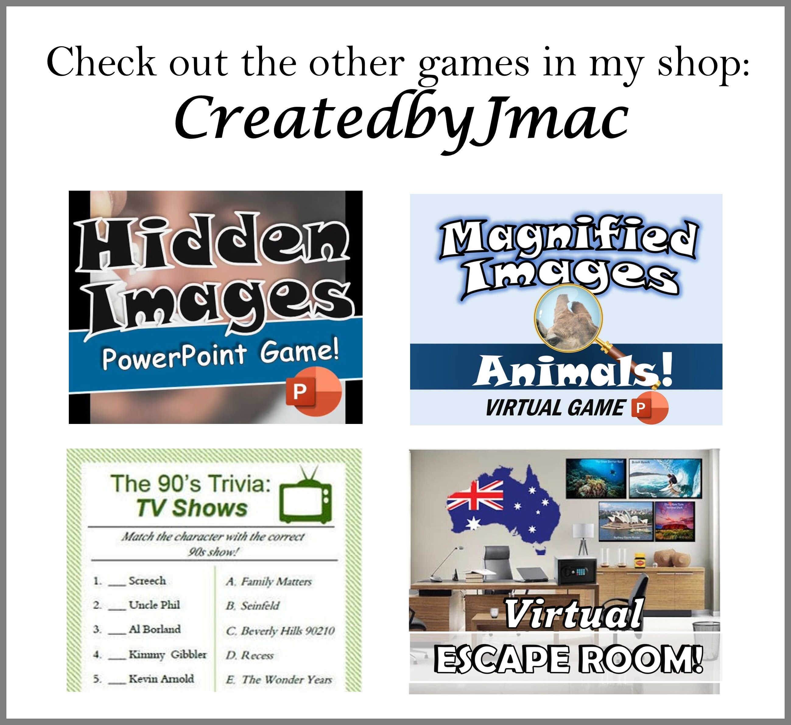 Zoom Game Magnified Images: Animals Virtual Power Point Game Great for ...