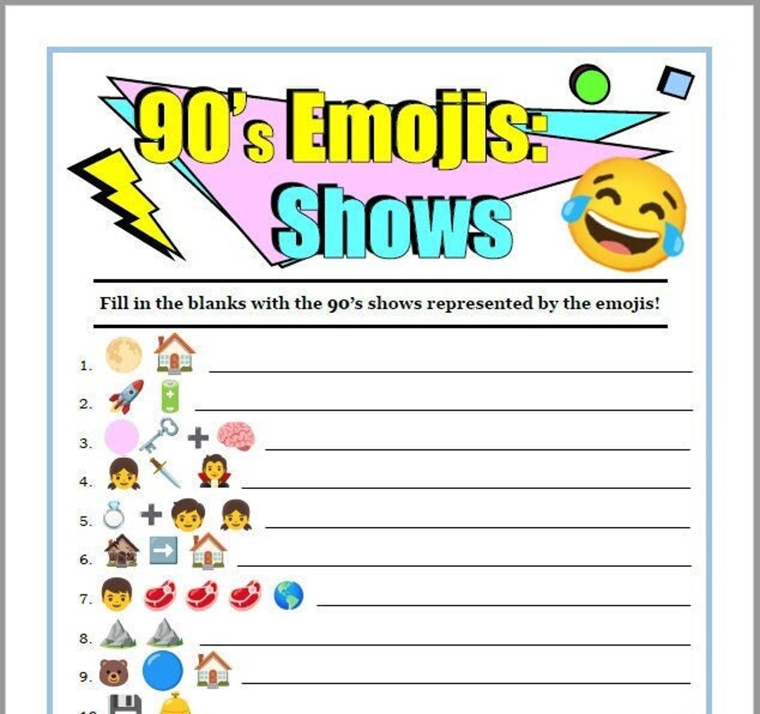 90s Emojis Game: Shows - Printable Emoji Party Game - Etsy