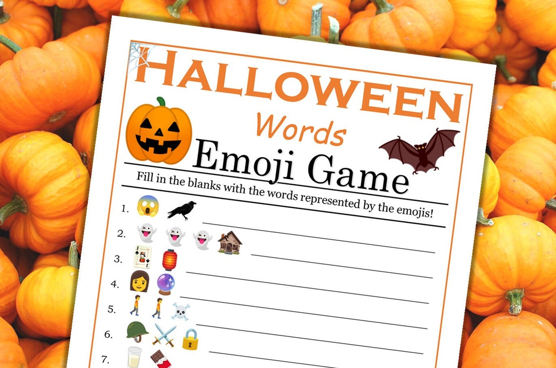 Halloween Emoji Game: Words - Printable Fun Halloween Party Activity - Etsy
