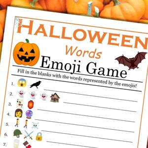 Halloween Emoji Game: Words - Printable Fun Halloween Party Activity - Etsy