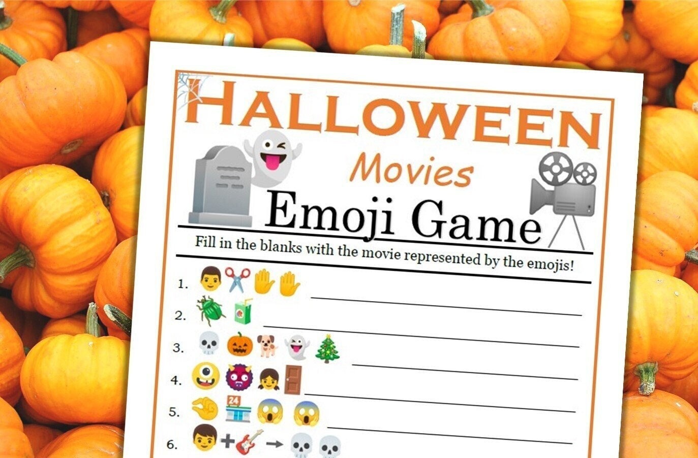 Halloween Emoji Game: Movies Printable Halloween Party Game - Etsy