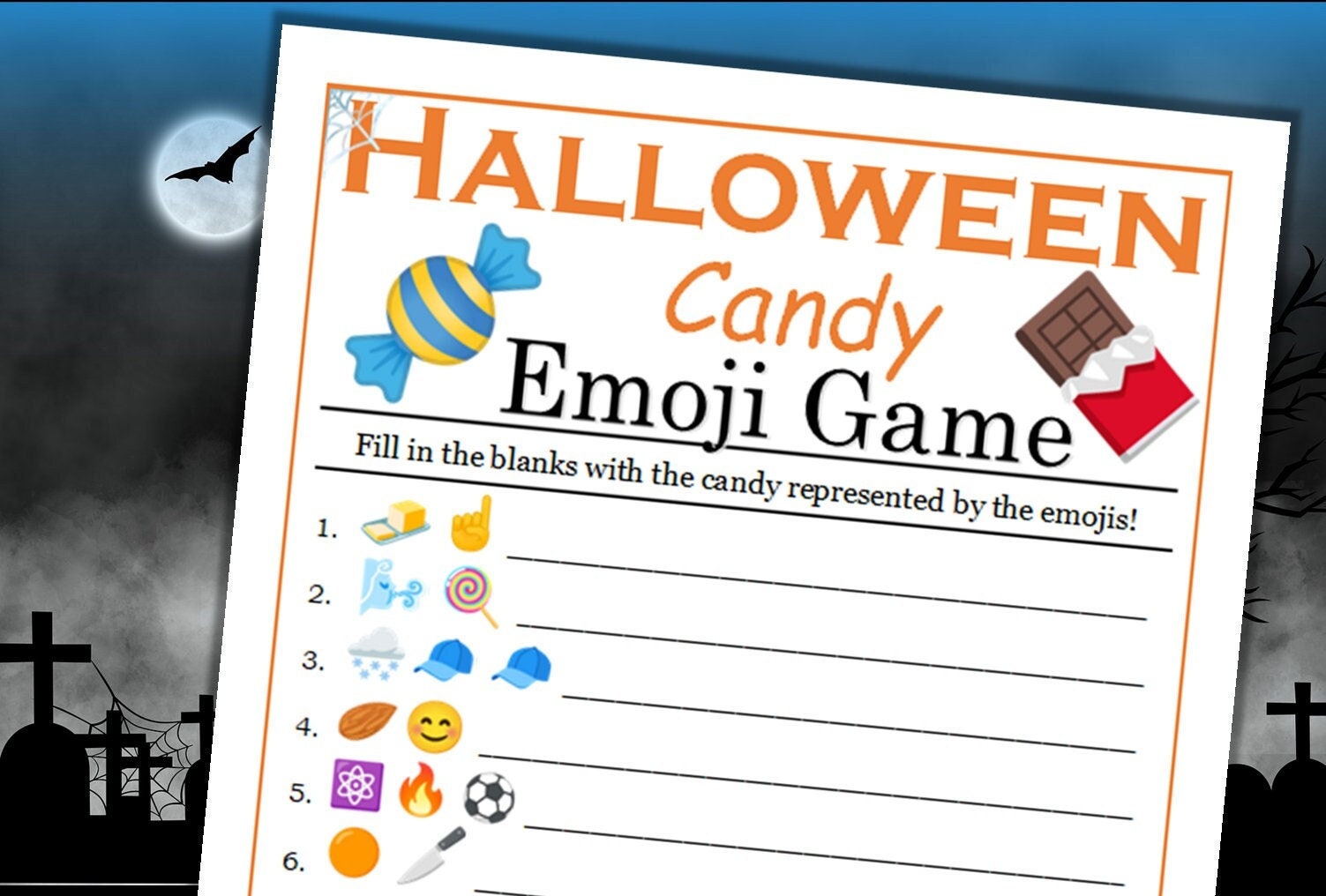 Halloween Emoji Game: Candy Printable Halloween Party Game - Etsy