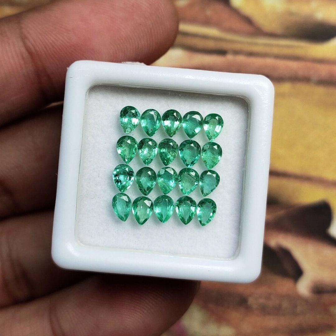 Natural Emerald Pear Cut Shape Lot 4x3 Mm 2.59 Carat Green Loose ...