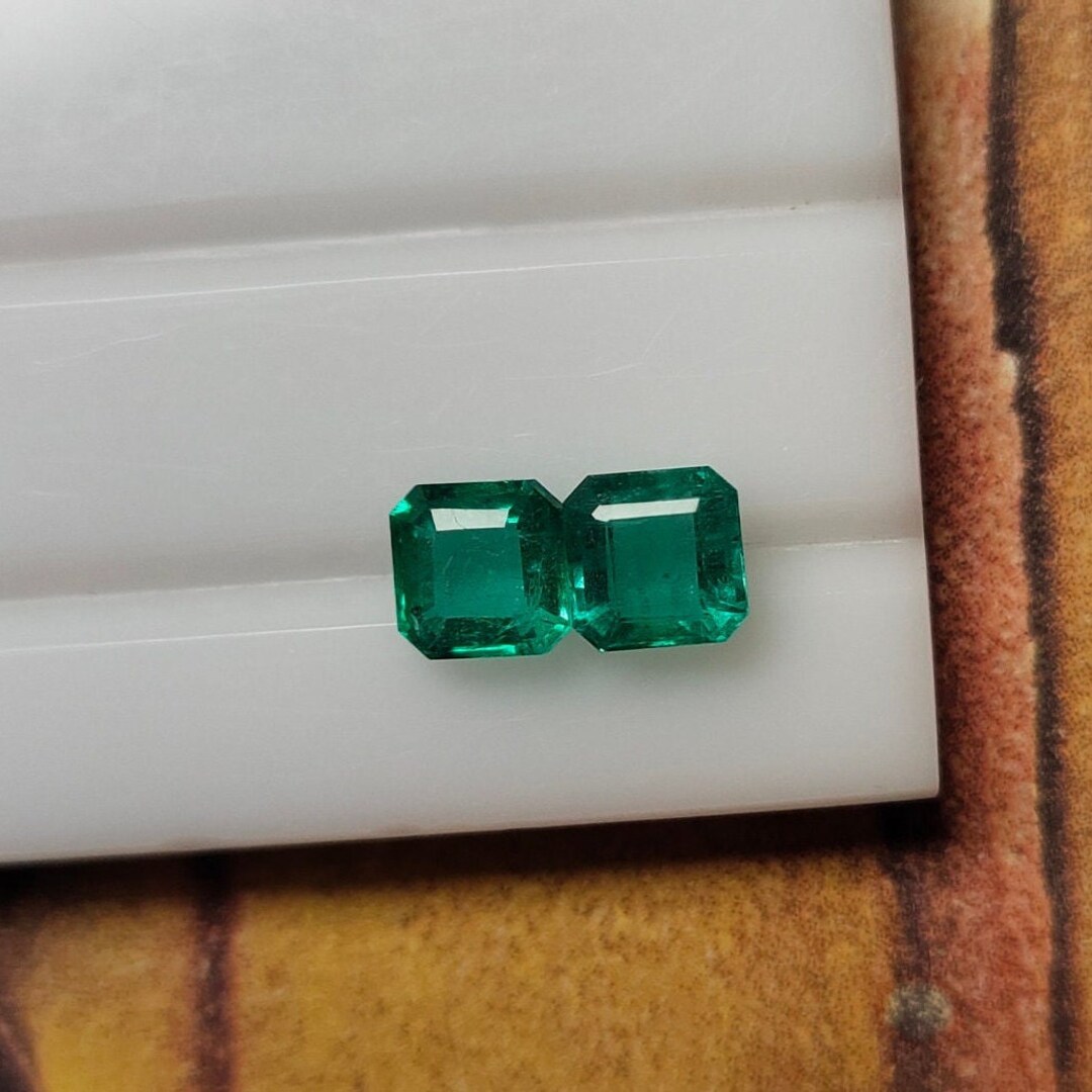 Natural Emerald Square Octagon Cut Pair 1.29 Carat 5x5 Mm Loose High ...