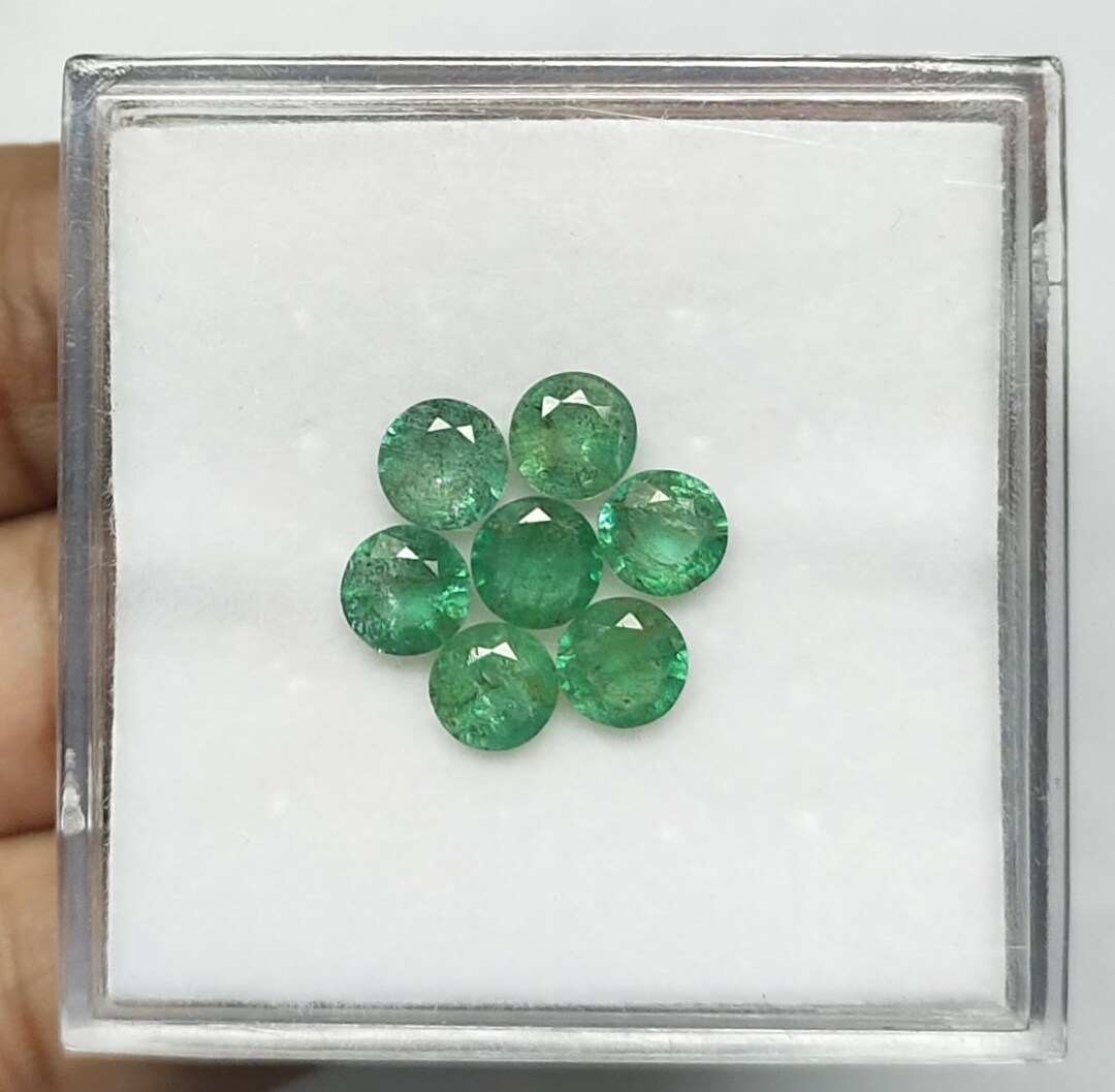 4.00 Carat Loose Natural Emerald 5.5x5.5 Mm Round Lot Emerald Round Cut ...