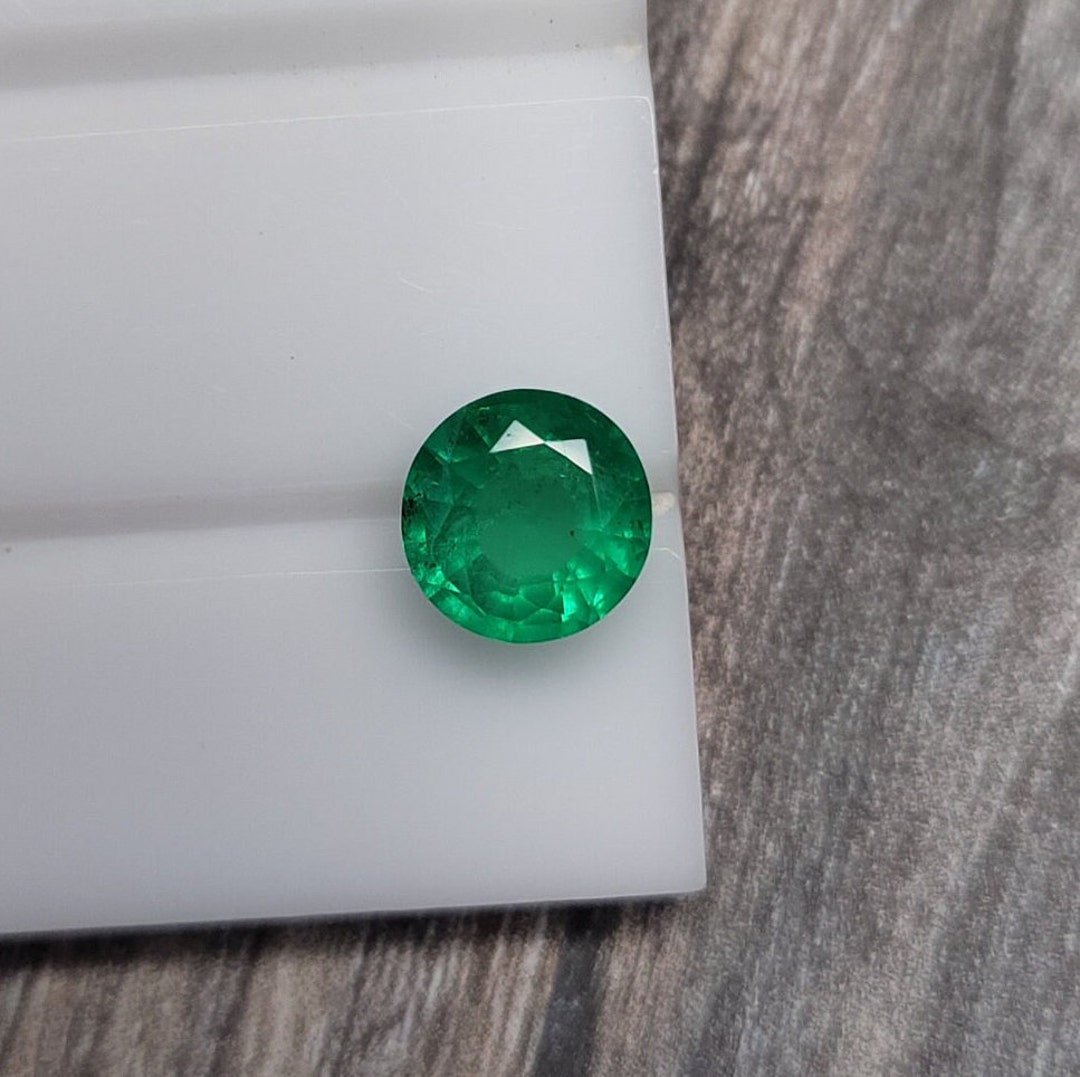 7.5x7.5 Mm Natural Emerald 1.44 Cts Round Cut Vivid Green-vibrant ...