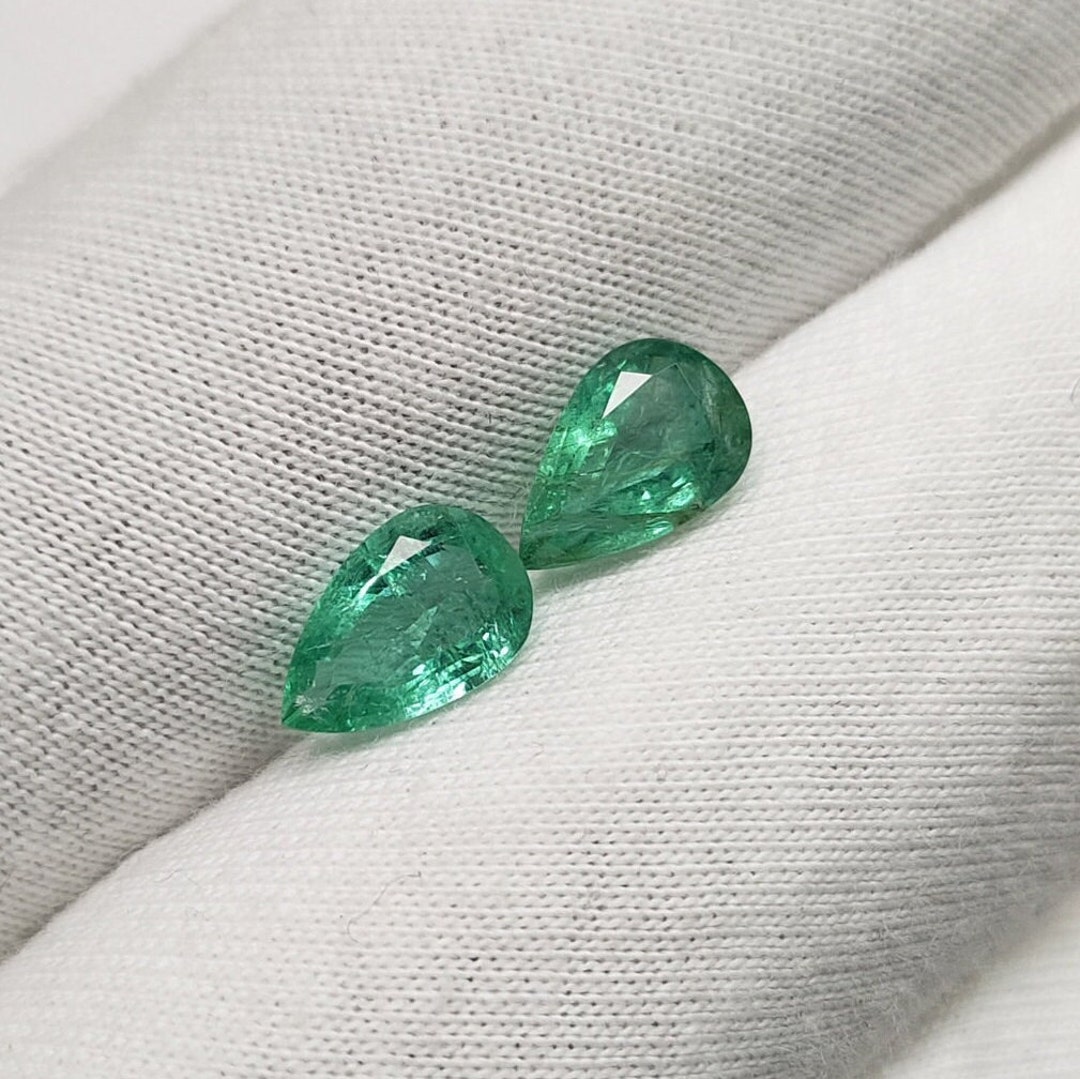 Natural Emerald Pear Pair 1.75 Cts 5x8 MM 2 Pieces Gemstone-pear Cut ...