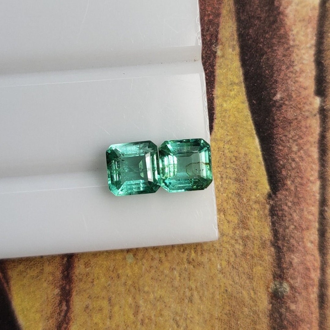 Natural Emerald Octagon Cut Pair 1.20 Carat 5x5 Mm Transparent ...
