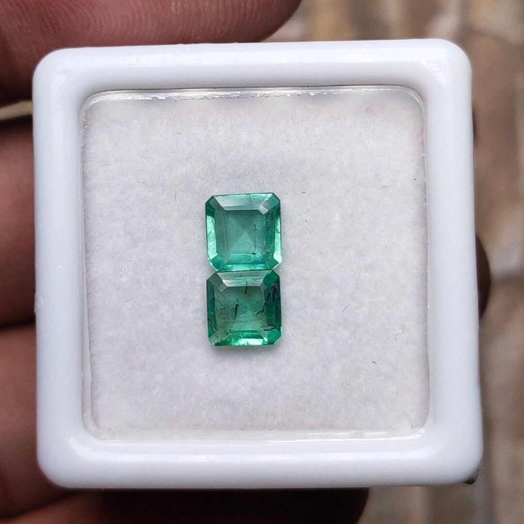 Natural Emerald Octagon Cut Pair 0.90 Cts. 5x5 Mm Transparent Emerald ...
