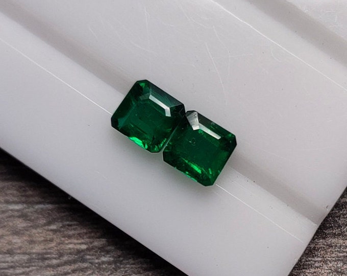 Natural Emerald Square Octagon Cut Pair 4 Mm Transparent Loose Rich ...
