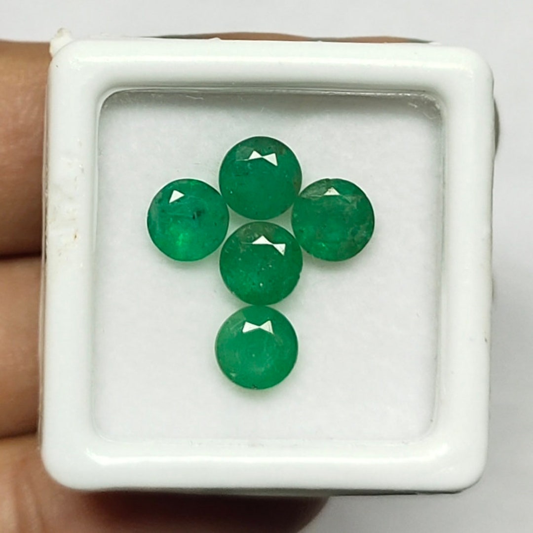 3.60 Carat Loose Natural Emerald 5.5x5.5 Mm Round Lot Emerald Round Cut ...