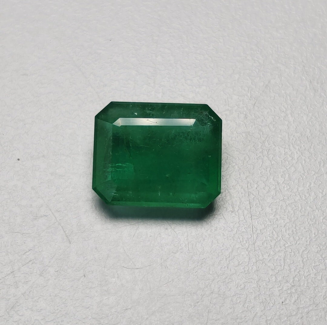 Natural Emerald Octagon Cut 5.65 Carat Vivid Green Genuine Faceted Big ...