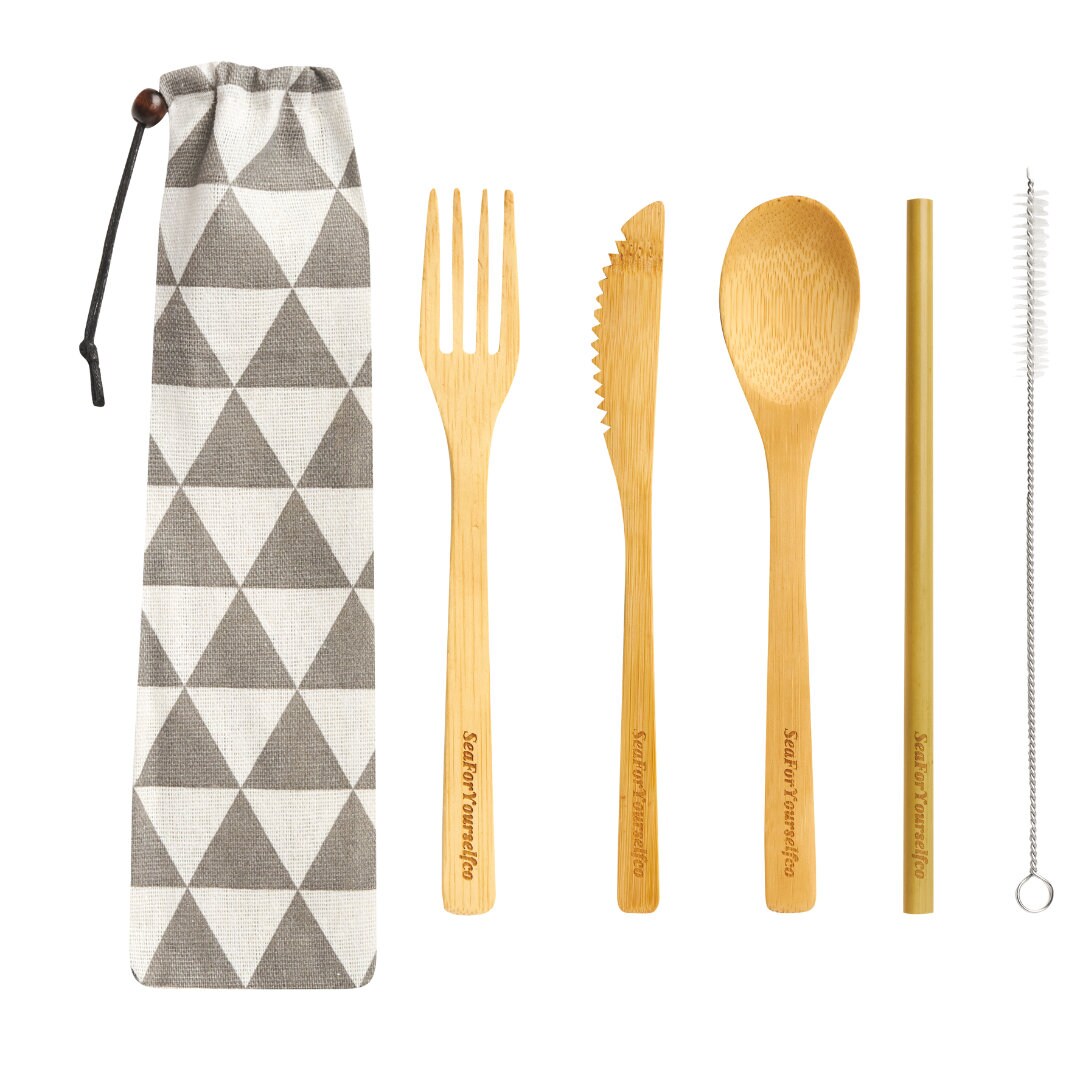 Bamboo Cutlery Set With Cotton Pouch - Etsy UK