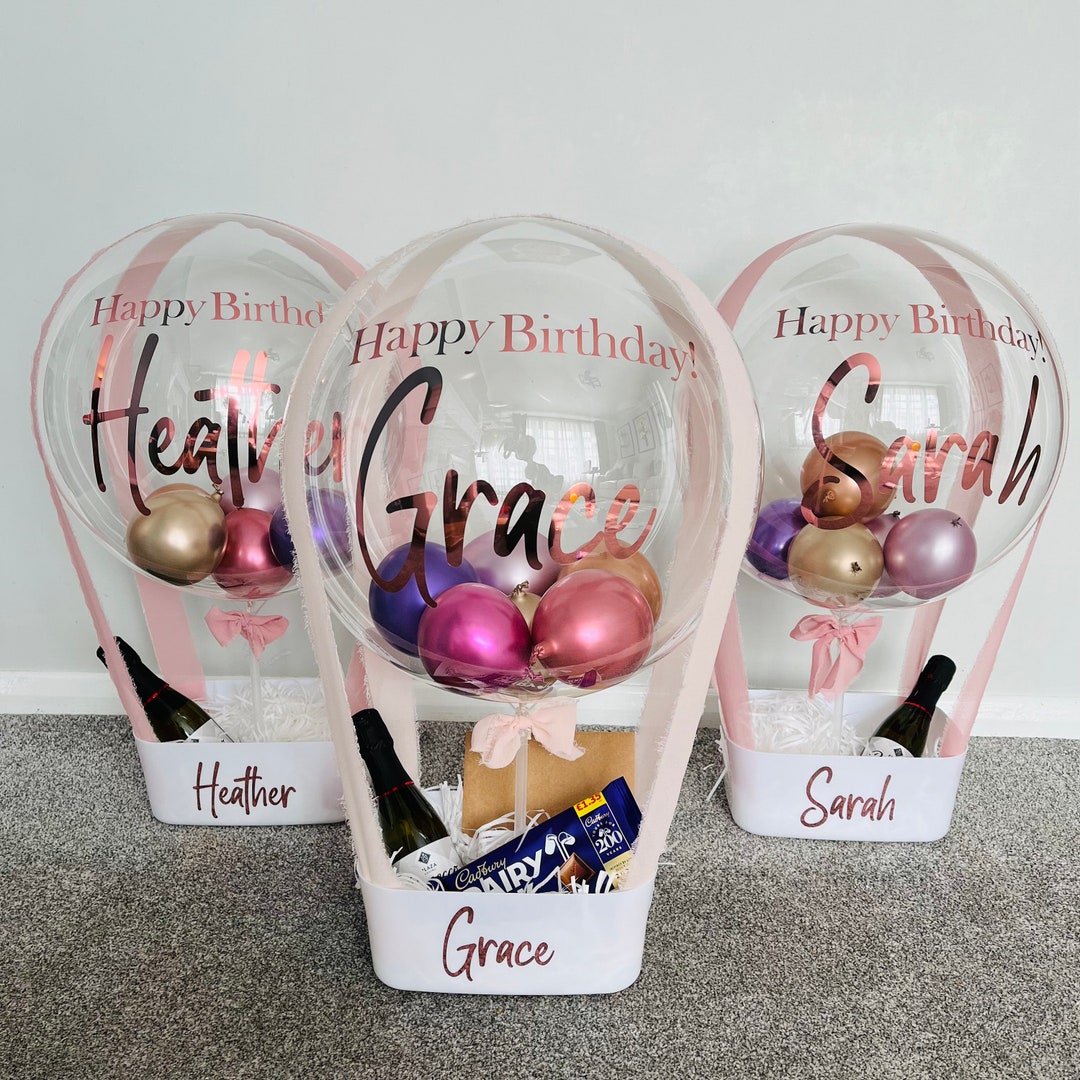 Balloon Bouquet, Hot Air Balloon Gift Basket, Personalized Gift, Gift ...