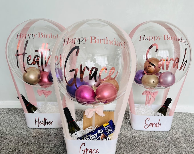 Balloon Bouquet, Hot Air Balloon Gift Basket, Personalized Gift, Gift ...