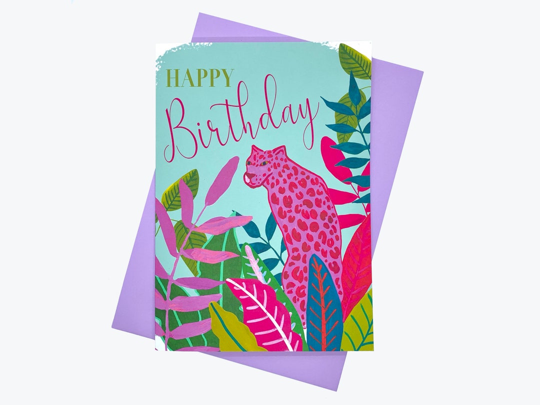 Happy Birthday Pink Panther Card , Handmade , Tropicals Card ...